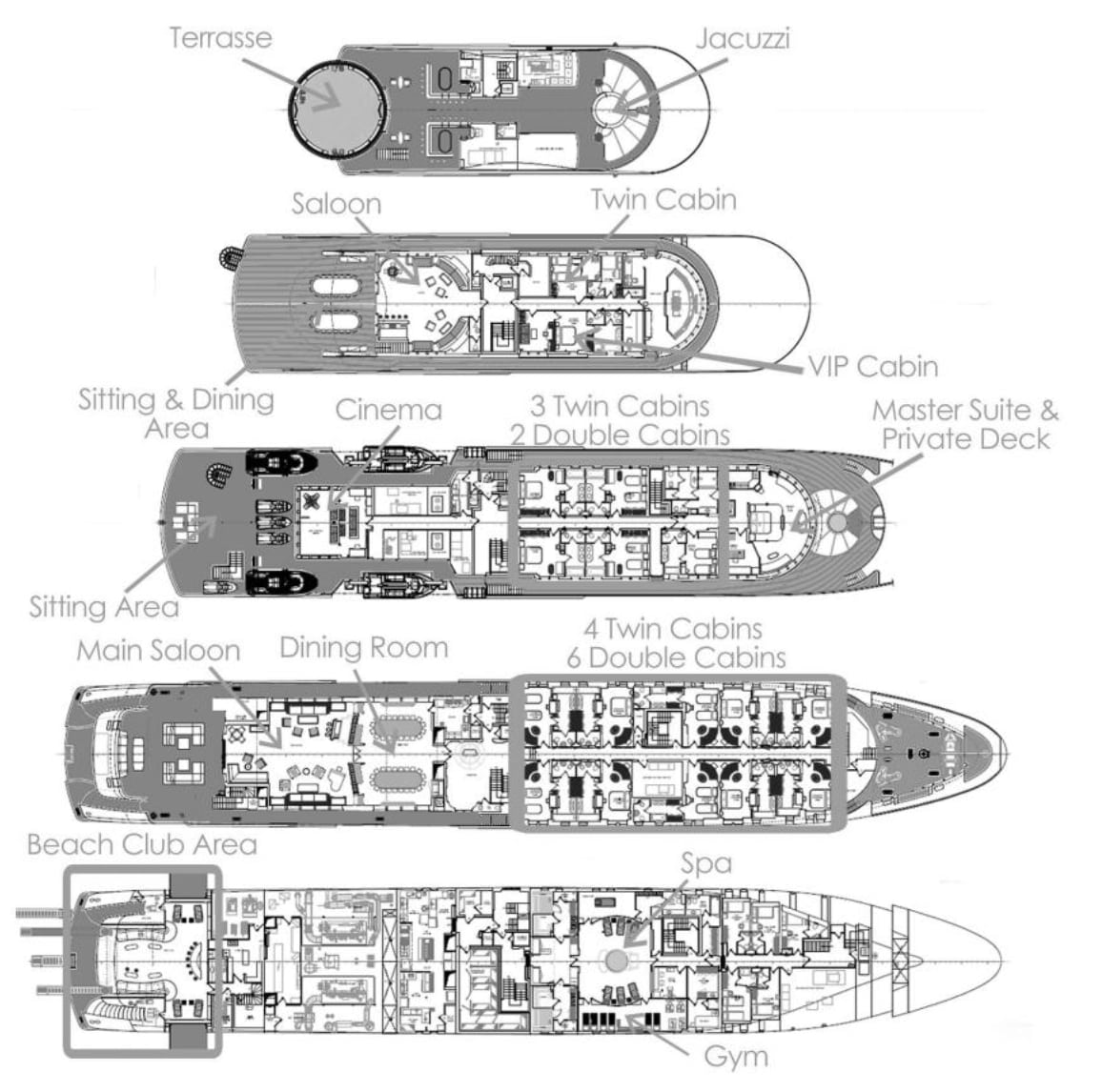 MOONLIGHT II Yacht Layout | TWW Yachts